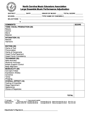 Fillable Online Large Ensemble Music Performance Adjudication Fax Email ...