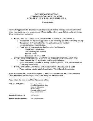 Fillable Online ccm uc This CCM Application for Readmission is to be ...