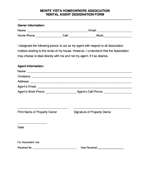 Fillable Online RENTAL AGENT DESIGNATION FORM Fax Email Print - pdfFiller
