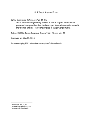 Fillable Online BLIP Target Approval Form Safety Submission Reference1 ...