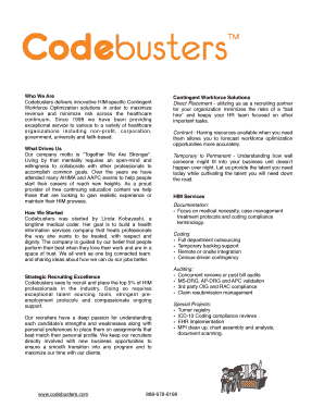 Fillable Online Codebusters delivers innovative HIM-specific Contingent ...