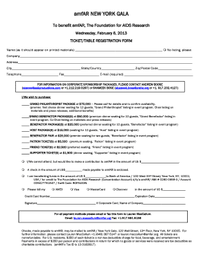 Fillable Online TICKET/TABLE REGISTRATION FORM Fax Email Print - pdfFiller