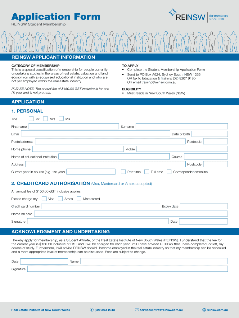 Fillable Online REINSW APPLICANT INFORMATION Fax Email Print - pdfFiller