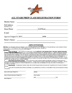 Fillable Online ALL STARS PREP CLASS REGISTRATION FORM Fax Email Print ...