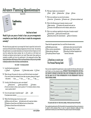 Fillable Online Advance Planning Questionnaire Fax Email Print - pdfFiller