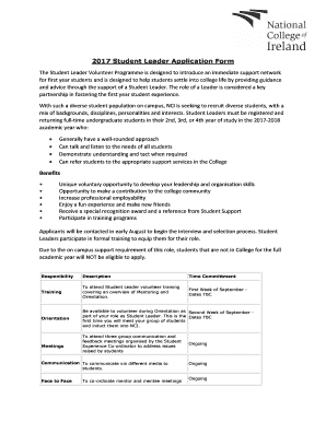 Fillable Online 2017 Student Leader Application Form Fax Email Print ...