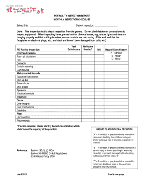 Fillable Online mail sd63 bc PE/FACILITY INSPECTION REPORT Fax Email ...