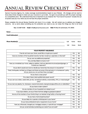 Fillable Online ANNUAL REVIEW CHECKLIST Fax Email Print - pdfFiller