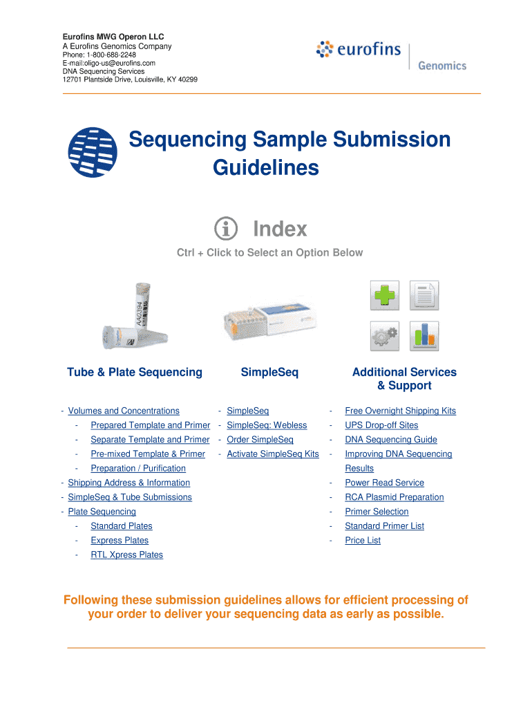 Eurofins Operon Mwg - Fill Online, Printable, Fillable, Blank | pdfFiller