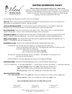 Fillable Online BAPTISM INFORMATION PACKET Fax Email Print - pdfFiller