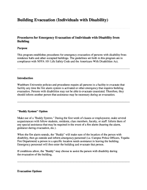 Fillable Online Building Evacuation (Individuals with Disability) Fax ...
