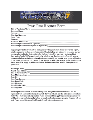 Fillable Online Press Pass Request Form Fax Email Print - pdfFiller