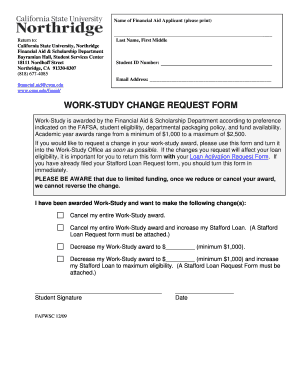 Fillable Online Work-Study Change Request Form Fax Email Print - pdfFiller