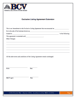 Fillable Online Exclusive Listing Agreement Extension Fax Email Print ...