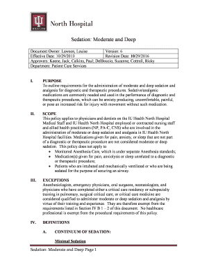 Fillable Online Sedation: Moderate and Deep Fax Email Print - pdfFiller