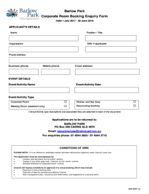 Fillable Online Corporate Room Booking Enquiry Form Fax Email Print ...