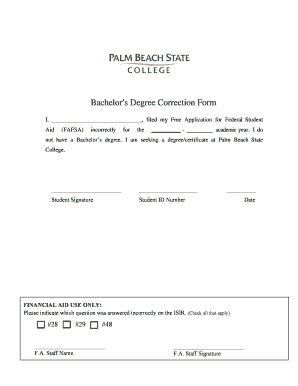 Fillable Online Bachelors Degree Correction Form Fax Email Print ...