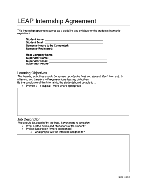 Fillable Online LEAP Internship Agreement Fax Email Print - pdfFiller