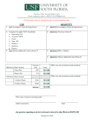 Fillable Online Tax-Free Ethyl Alcohol Order Form Fax Email Print ...