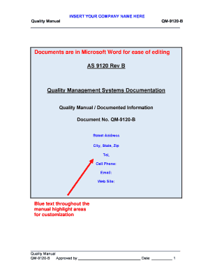 Fillable Online QM-9120-B QMS-Quality Manual.doc Fax Email Print ...