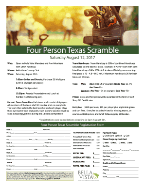 Fillable Online Four Person Texas Scramble Fax Email Print - pdfFiller