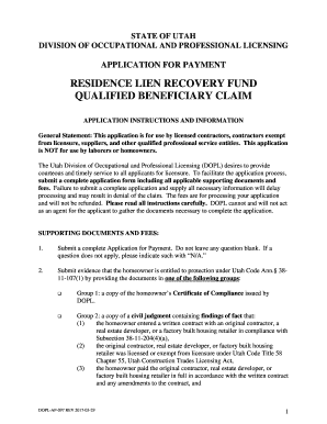 Fillable Online dopl utah 097LRFbeneficiaryAPP.doc Fax Email Print ...