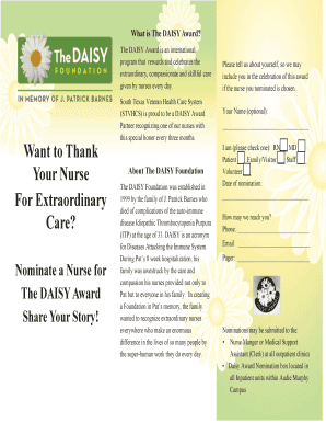 Fillable Online DAISY Award Nomination Fax Email Print - pdfFiller