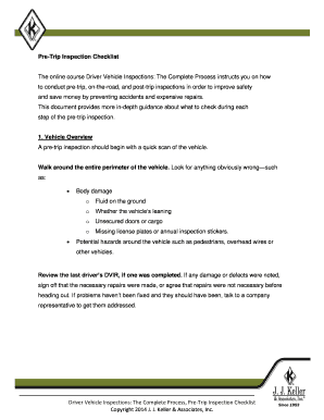 Fillable Online Pre-Trip Inspection Checklist Fax Email Print - pdfFiller