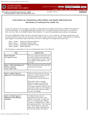 Fillable Online MSHA: Instructions for Completing MSHA Training Form ...