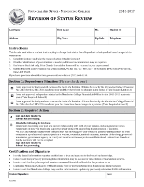 Fillable Online Revision of Status Review Fax Email Print - pdfFiller