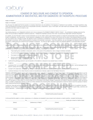 Fillable Online CONSENT OF DISCLOSURE AND CONSENT TO OPERATION Fax ...
