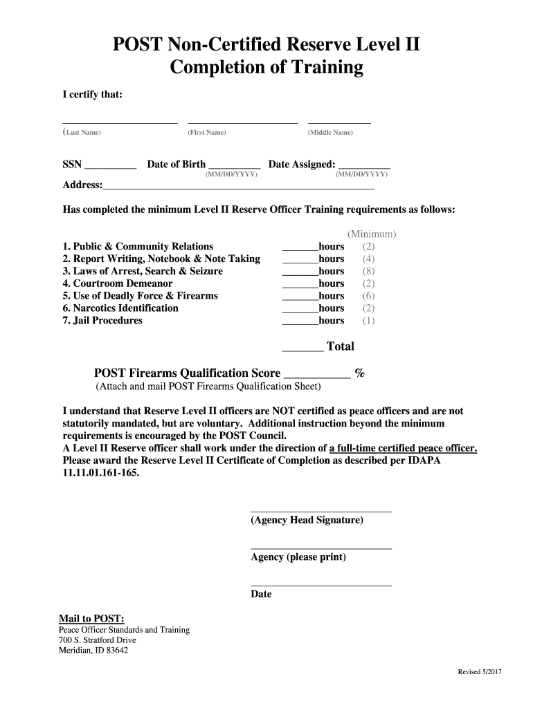 Fillable Online POST Non-Certified Reserve Level II Fax Email Print ...