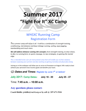 Fillable Online Fight For It XC Camp Fax Email Print - pdfFiller