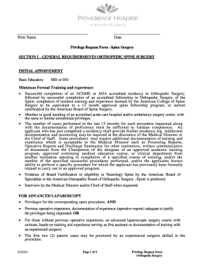 Fillable Online Privilege Request Form Spine Surgery Fax Email Print ...