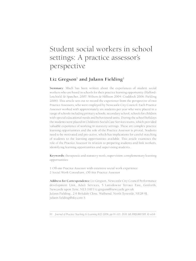 Fillable Online journals whitingbirch NASW Standards for School Social Work Services - National ...