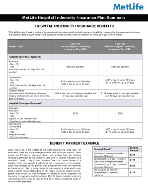 Fillable Online MetLife Hospital Indemnity Insurance Plan Summary Fax ...