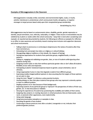 Fillable Online Examples of Microaggressions in the Classroom Fax Email ...
