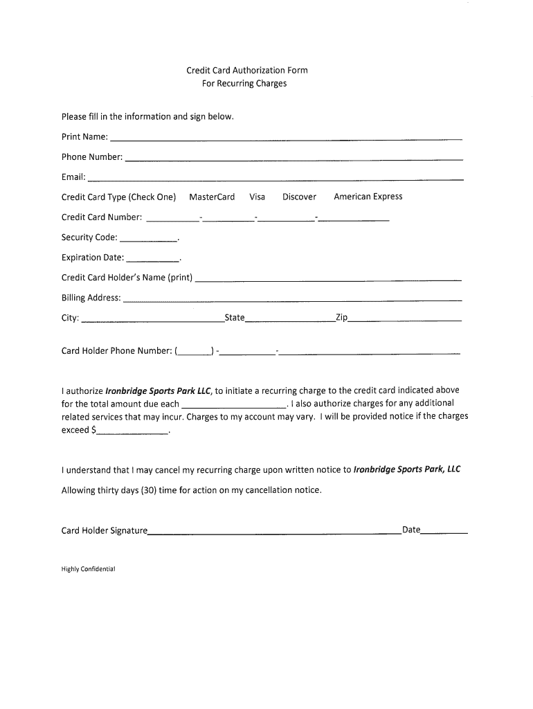 Fillable Online For Recurring Charges Fax Email Print - pdfFiller