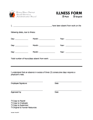 Fillable Online ILLNESS FORM Fax Email Print - pdfFiller