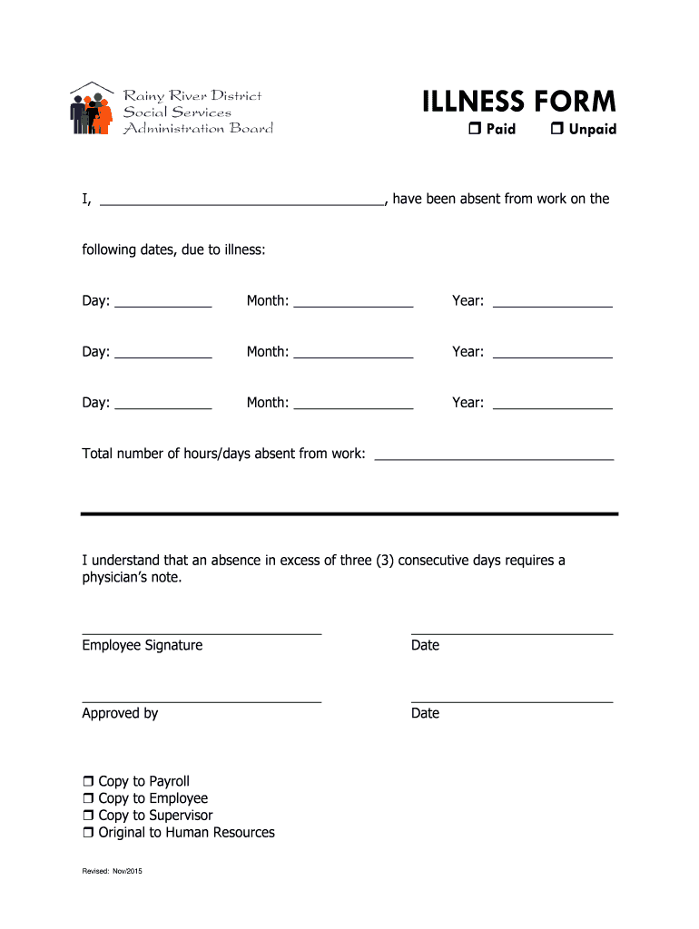 Fillable Online ILLNESS FORM Fax Email Print - pdfFiller