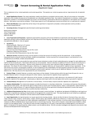 Fillable Online This explains our rental occupancy and our requirements ...