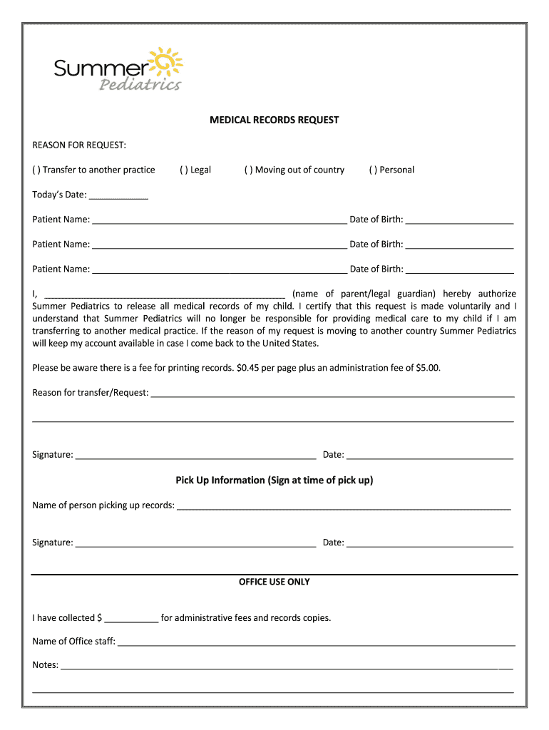 Fillable Online MEDICAL RECORDS REQUEST Fax Email Print - pdfFiller