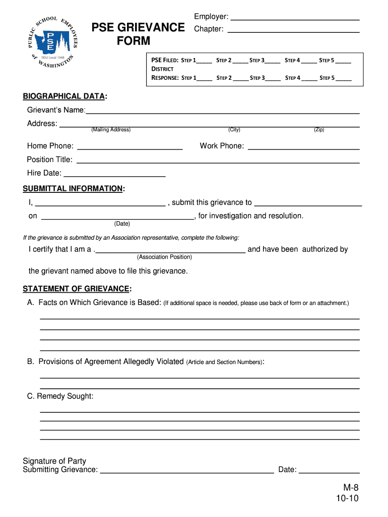 Fillable Online PSE GRIEVANCE Fax Email Print - pdfFiller