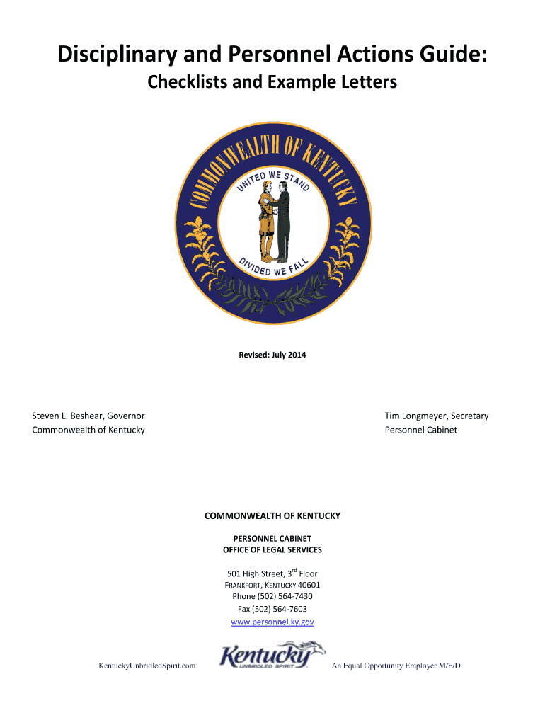 Fillable Online Disciplinary and Personnel Actions Guide: Fax Email ...