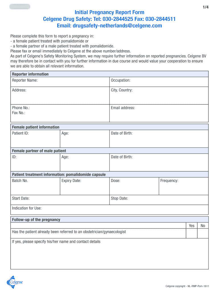Fillable Online Initial Pregnancy Report Form Fax Email Print - pdfFiller