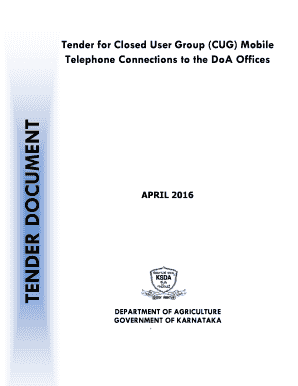 Fillable Online raitamitra kar nic Tender for Closed User Group (CUG ...