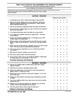 Fillable Online FAMILY CHILD CARE(FCC) RISK ASSESSMENT TOOL INTERVIEW ...