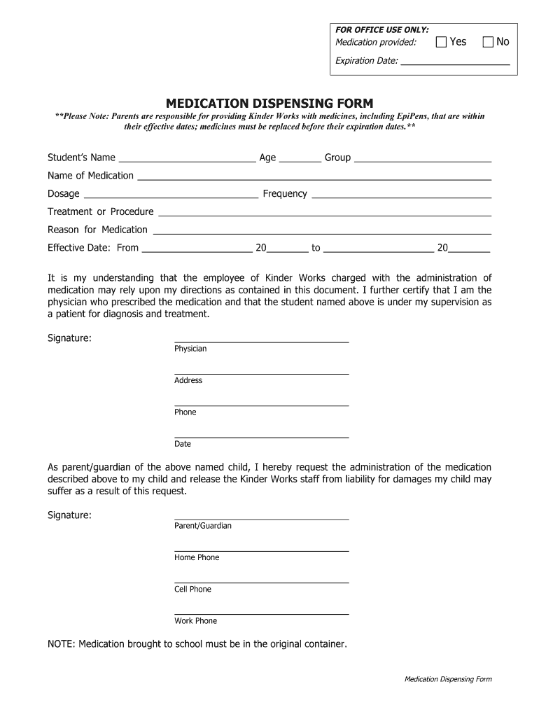 Fillable Online Medication provided: Fax Email Print - pdfFiller