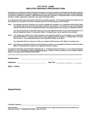 Fillable Online EMPLOYEE GRIEVANCE PROCEDURE FORM Fax Email Print ...