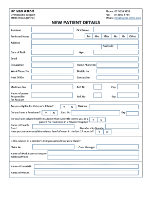 Fillable Online New Patient Details Fax Email Print - pdfFiller